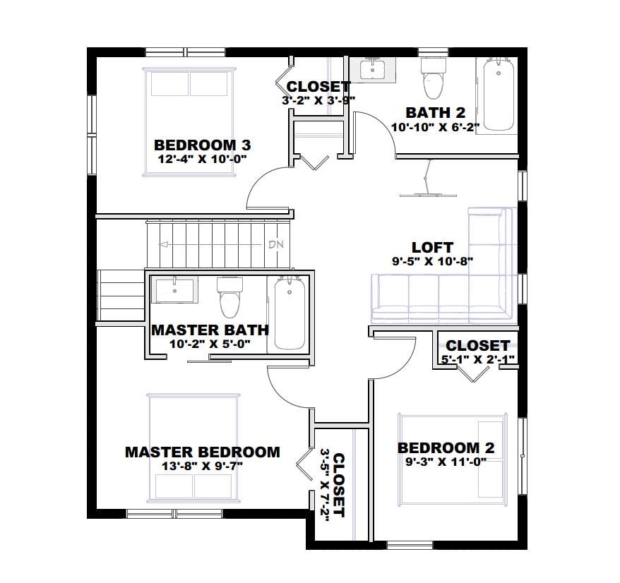 28' X 32' Two Story Three Bedroom Residential House With Home Office ...