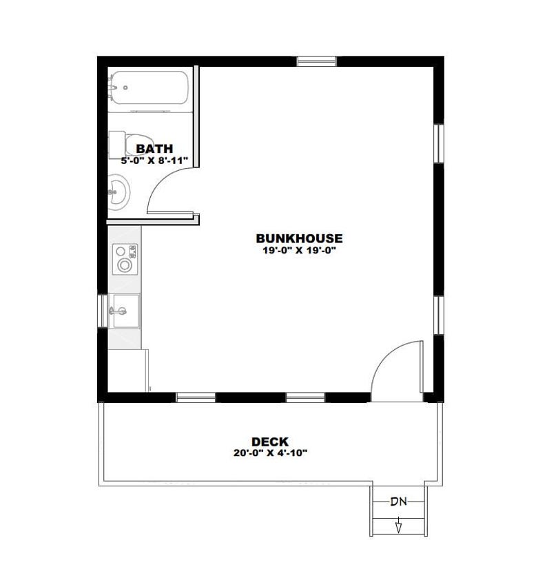 20' X 20' Bunkhouse | Cabin - PDF Architectural Plan With Materials ...