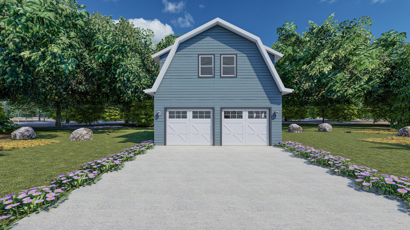 Two Car Gambrel Garage Plan With Loft (PDF Architectural Plan) - Etsy