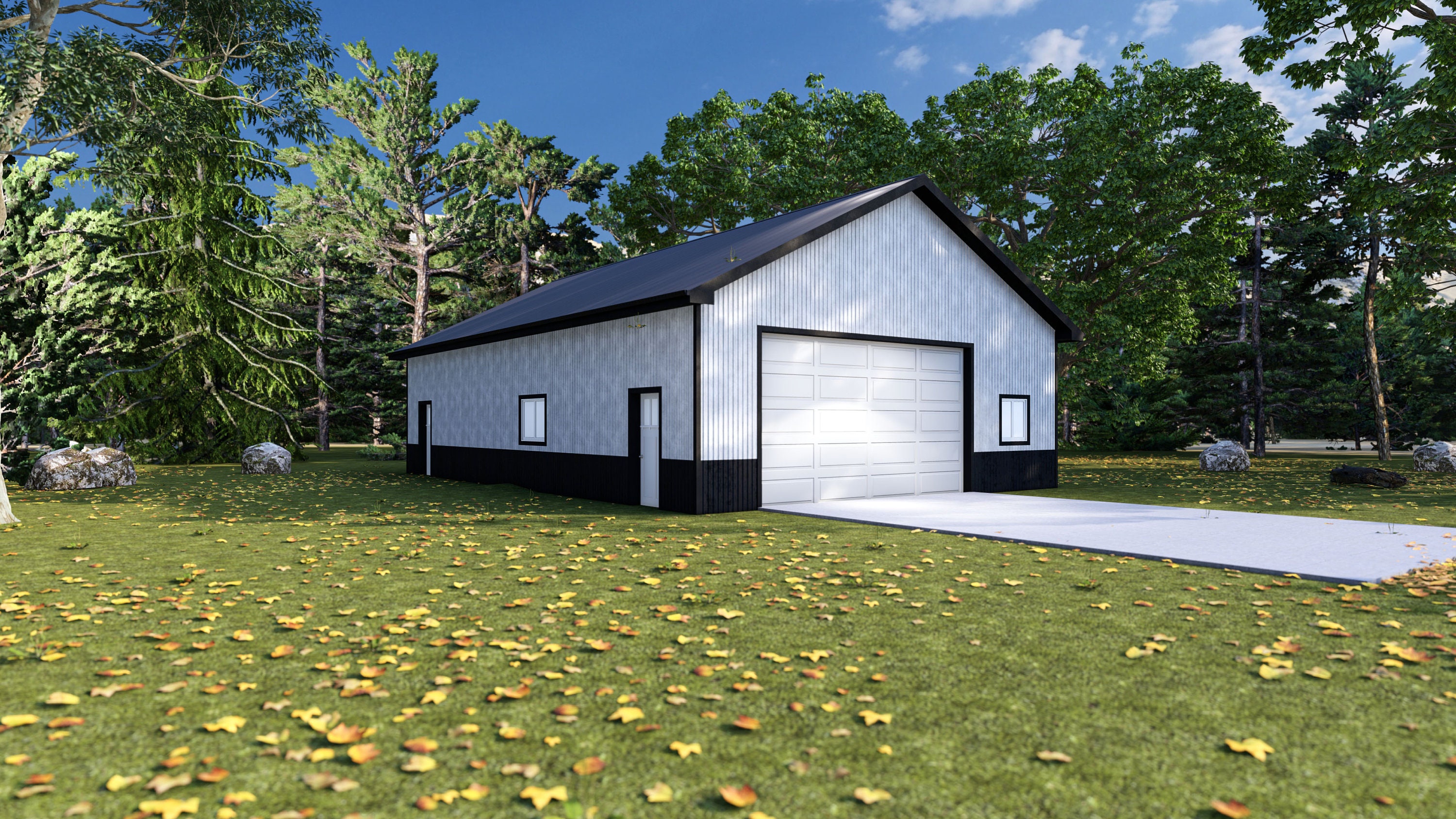 32' X 48' Post Frame Garage | Pole Framing - PDF Architectural Plan ...