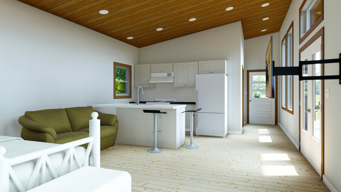 32' X 16' One Bedroom Tiny House | Cabin - PDF Architectural Plan With ...