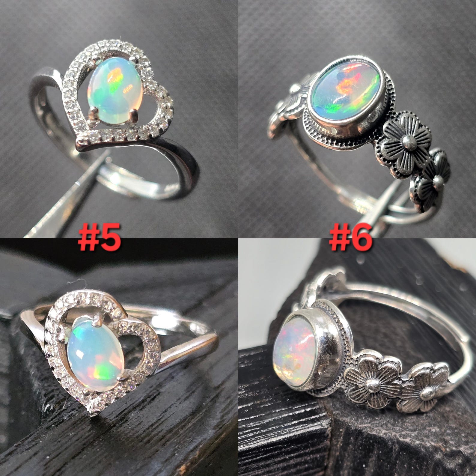 Anillo delicado de ópalo natural en plata de ley 925 - Etsy México