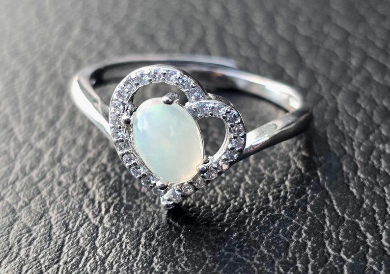 Anillo delicado de ópalo natural en plata de ley 925 - Etsy México