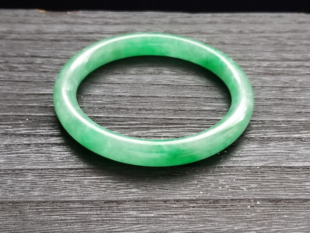 Natural Green Burmese Jadeite Jade Princess Cut Bangle - Etsy