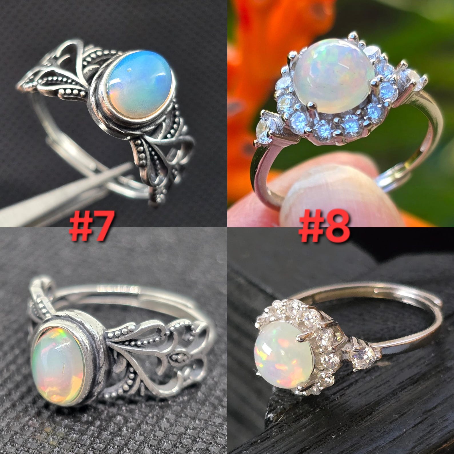 Anillo delicado de ópalo natural en plata de ley 925 - Etsy México