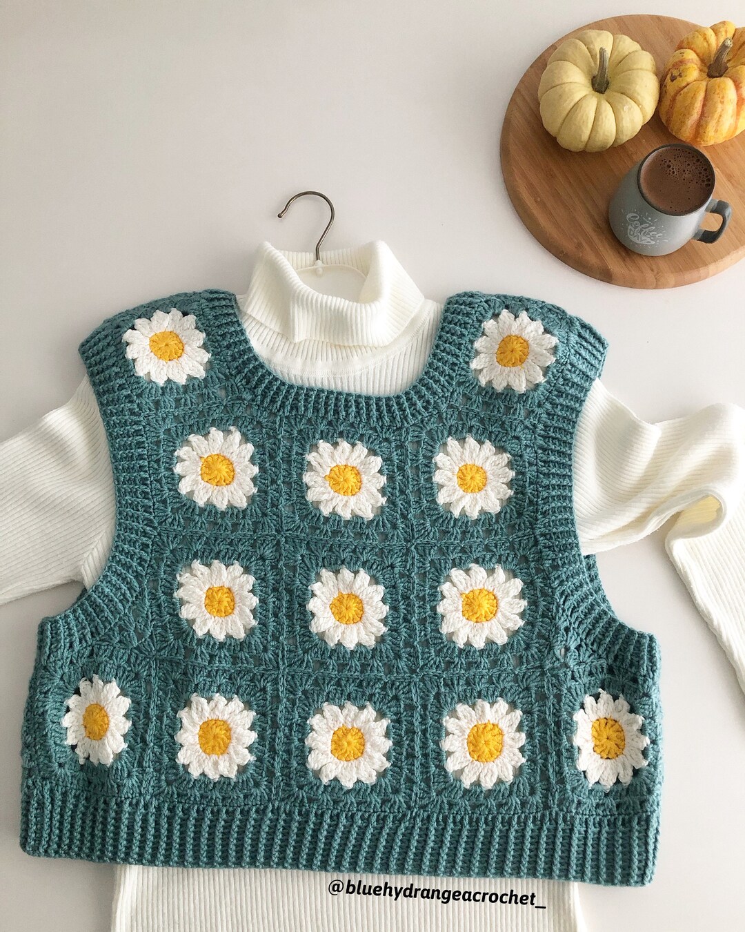 Mint Daisy Crochet Sweater, Daisy Crochet Vest, Women’s Clothing, Crop ...
