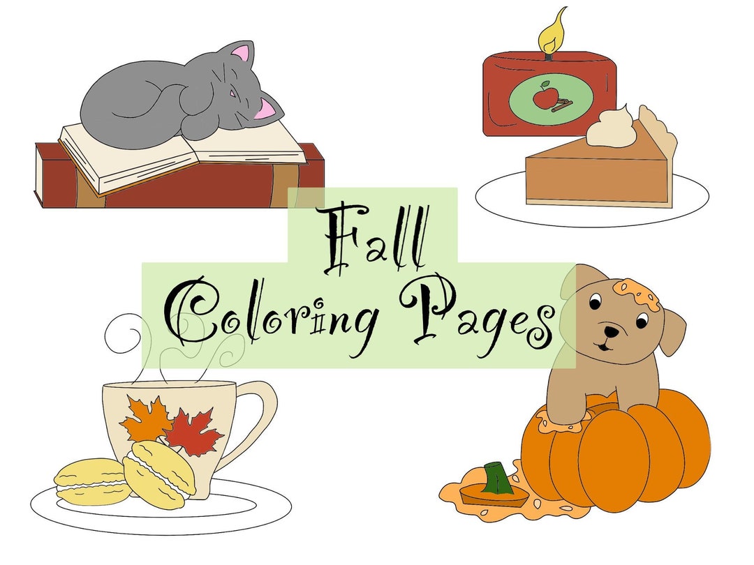 Cute Fall Coloring Pages. Easy Instant Download for Printing at Home - Etsy