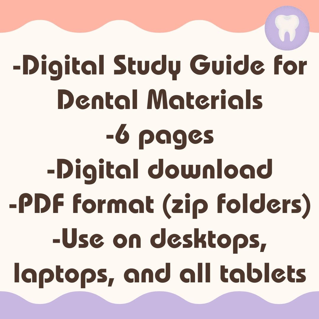Dental Hygiene Notes Bundle DENTAL MATERIALS Digital PDF Download for ...