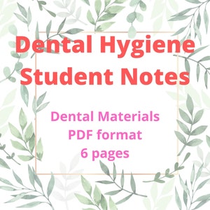 Dental Hygiene Notes Bundle DENTAL MATERIALS Digital PDF - Etsy
