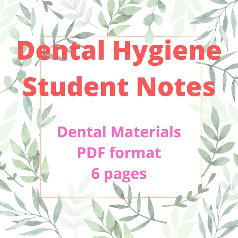 Dental Hygiene Notes Bundle DENTAL MATERIALS Digital PDF - Etsy