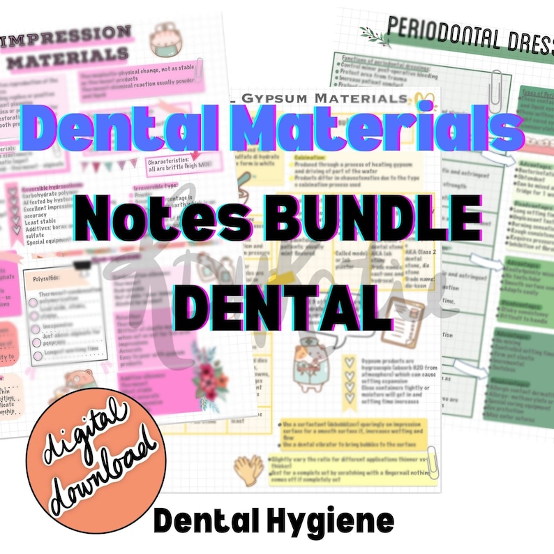 Dental Hygiene Notes Bundle DENTAL MATERIALS Digital PDF - Etsy