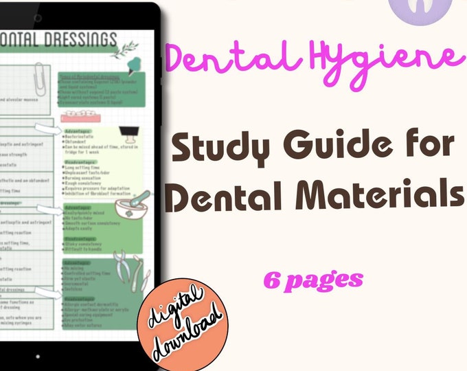 Dental Hygiene Notes Bundle DENTAL MATERIALS Digital PDF Download for ...