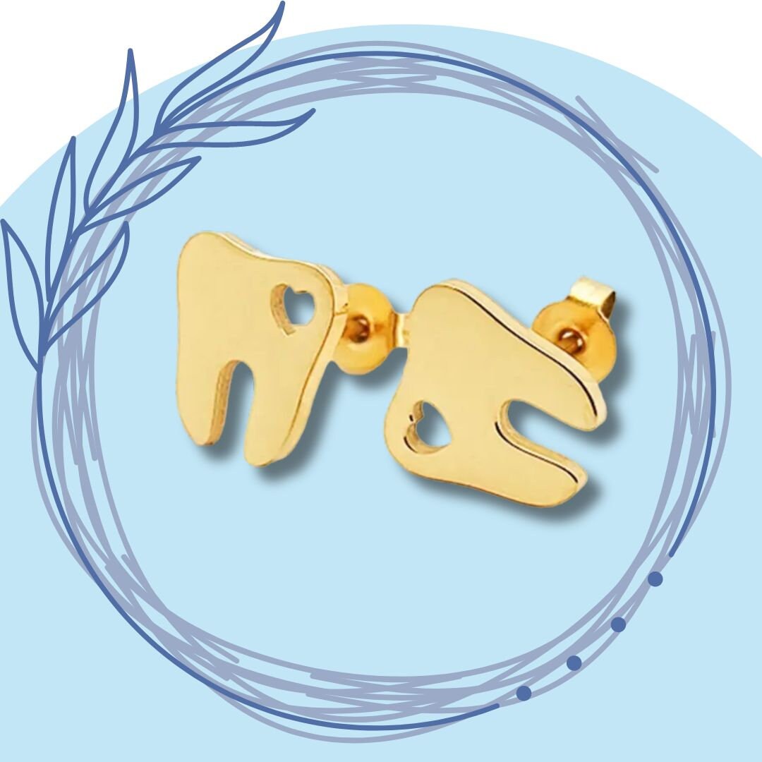 Cute Dental Tooth Shaped 18k Gold Plated Earrings for Dental ...