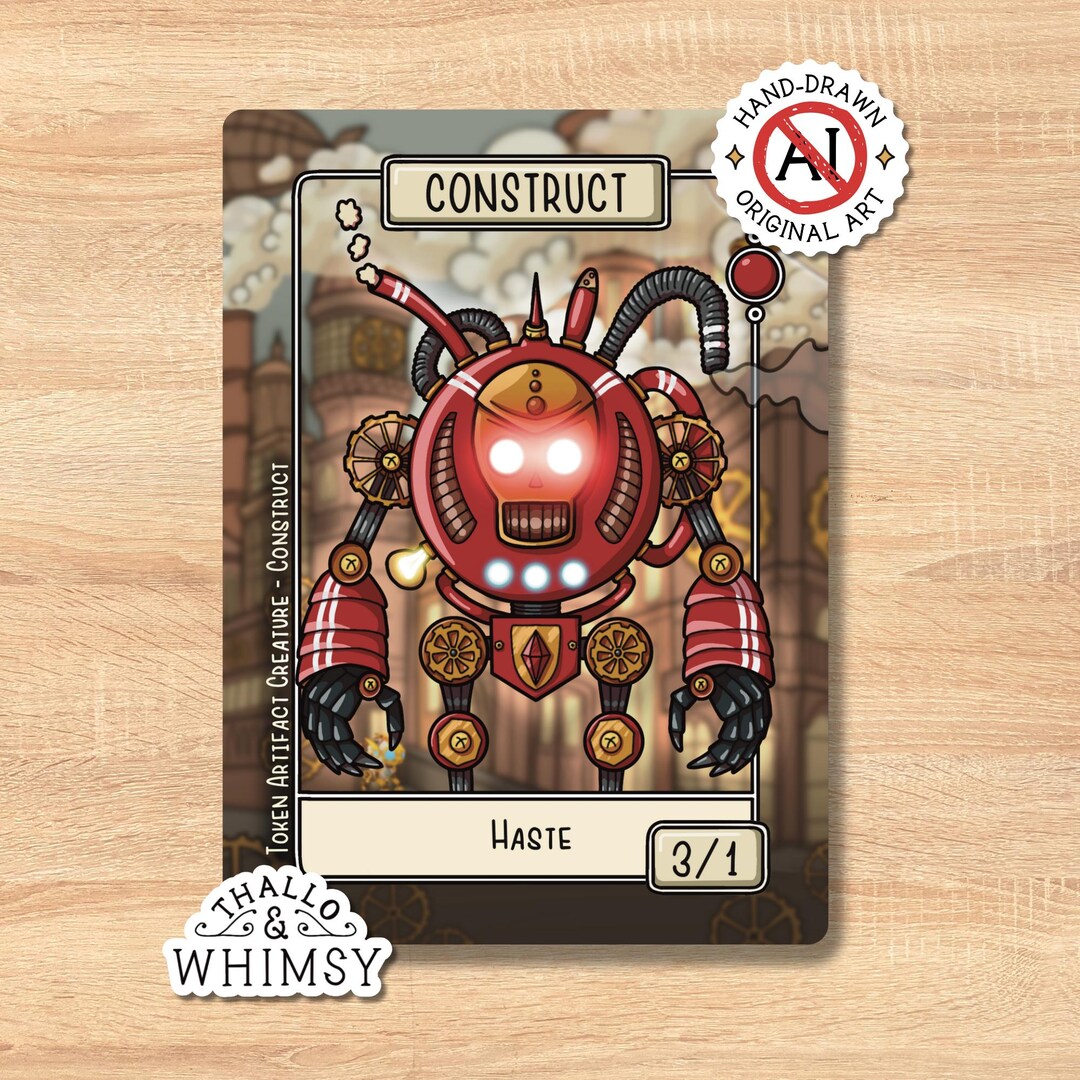 Construct MTG Tokens (5-pack) – Hand-illustrated, 3/1 Red Haste ...