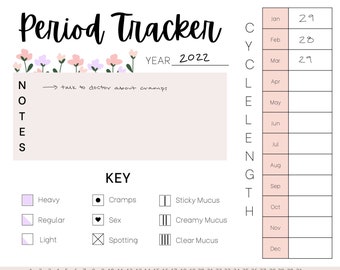 Period Tracker Yearly Menstruation Journal Period Calendar Cycle ...