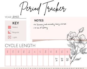 Period Tracker Period Planner Yearly Menstruation Journal Cycle Tracker ...