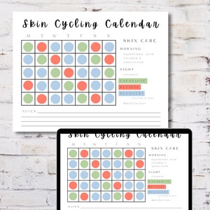 Skin Cycling Calendar | Skin Care | Self Care | Printable PDF ...