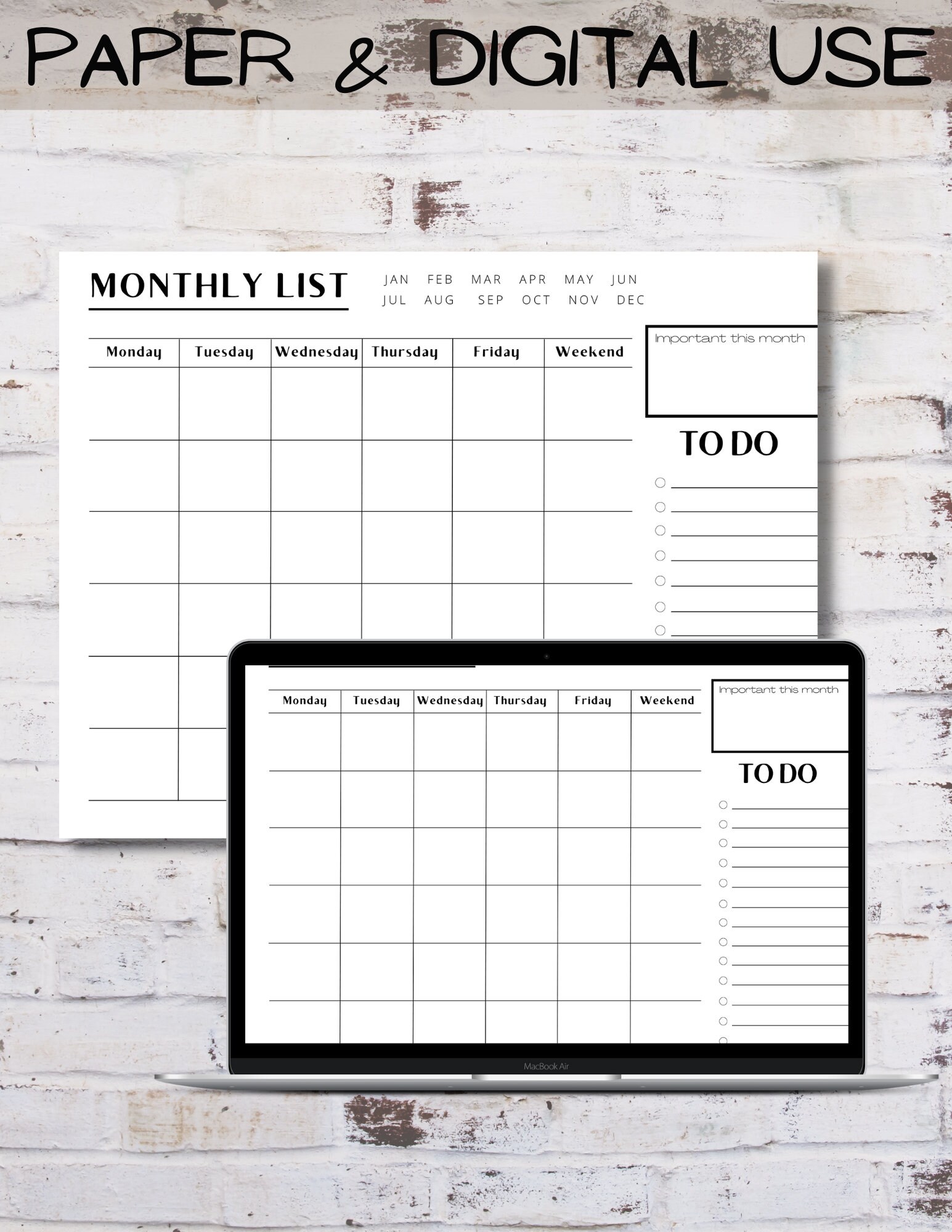 Monthly Planner | Monthly Overview | Month at a Glance | Printable ...