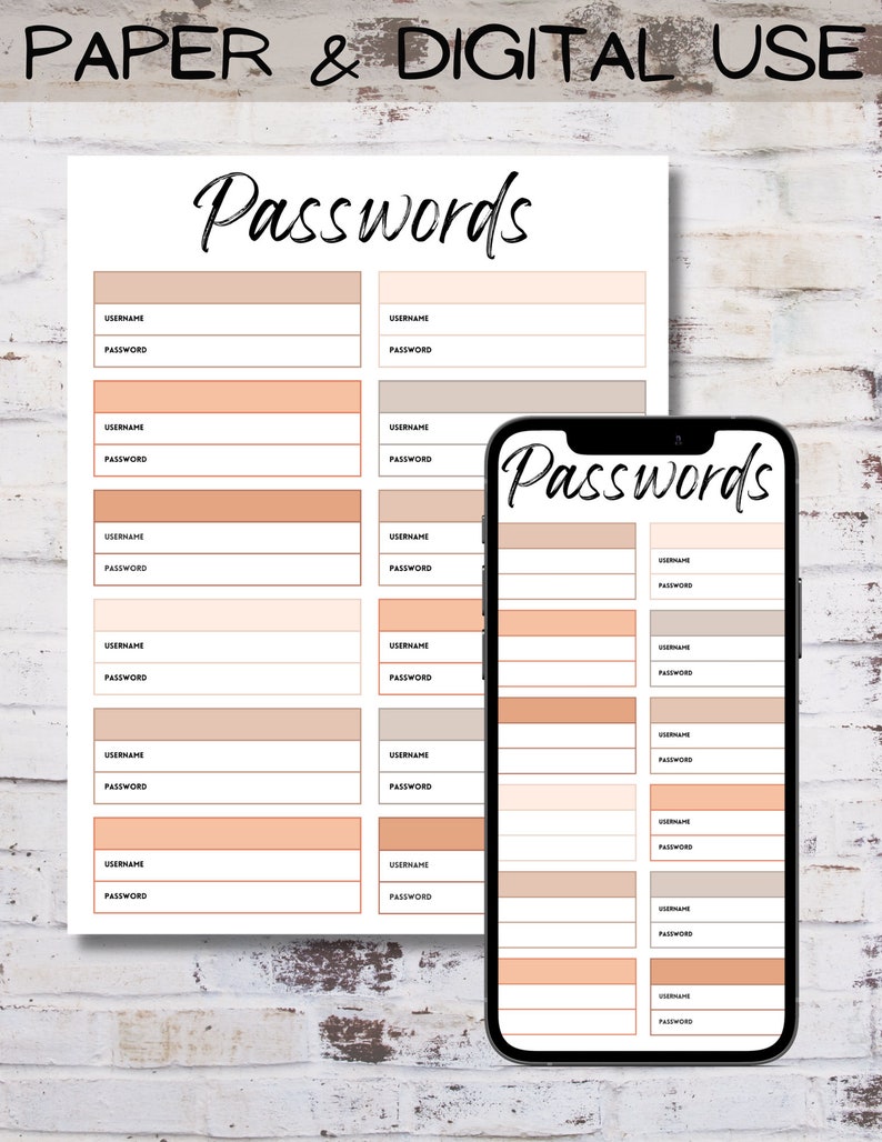 Password Keeper Password Journal Printable Goodnotes - Etsy