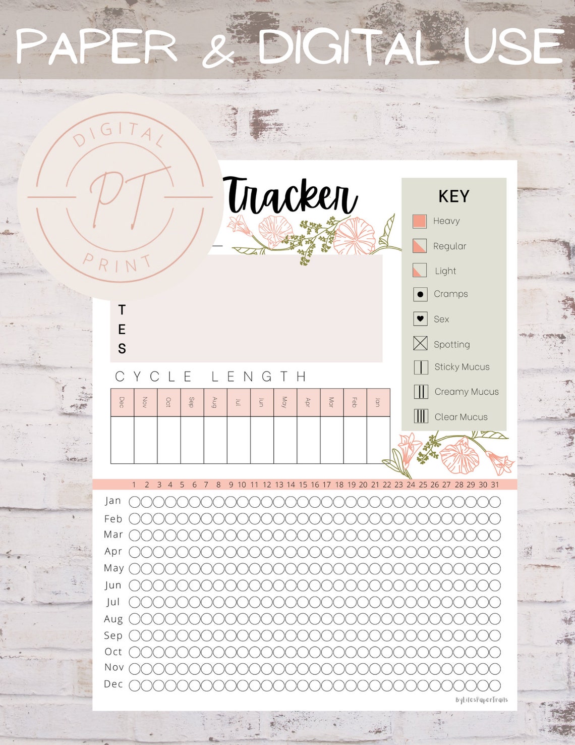 Period Tracker Period Planner Yearly Menstruation Journal Period Pain ...
