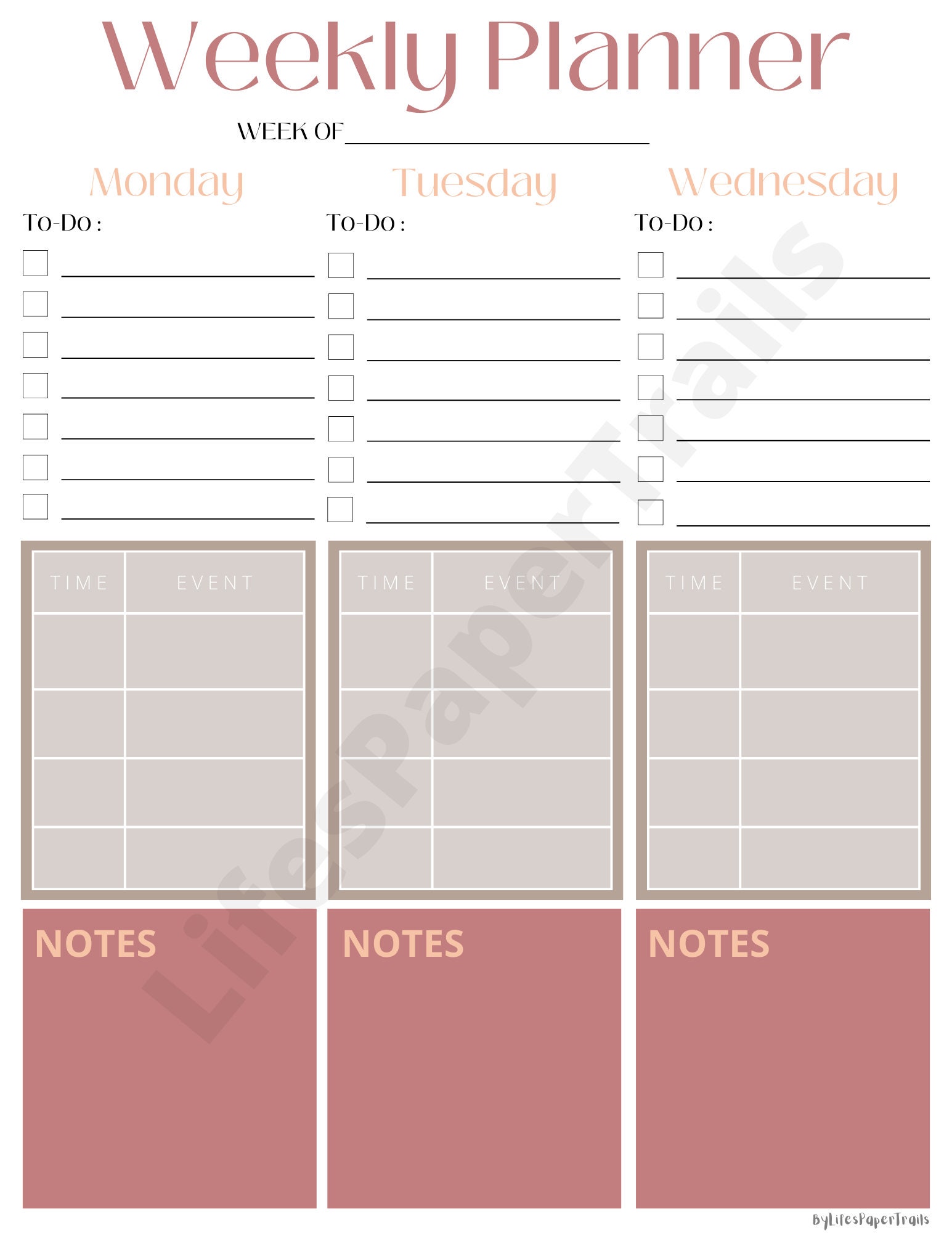 Daily Planner Weekly Schedule Personal Planner Printable Goodnotes ...