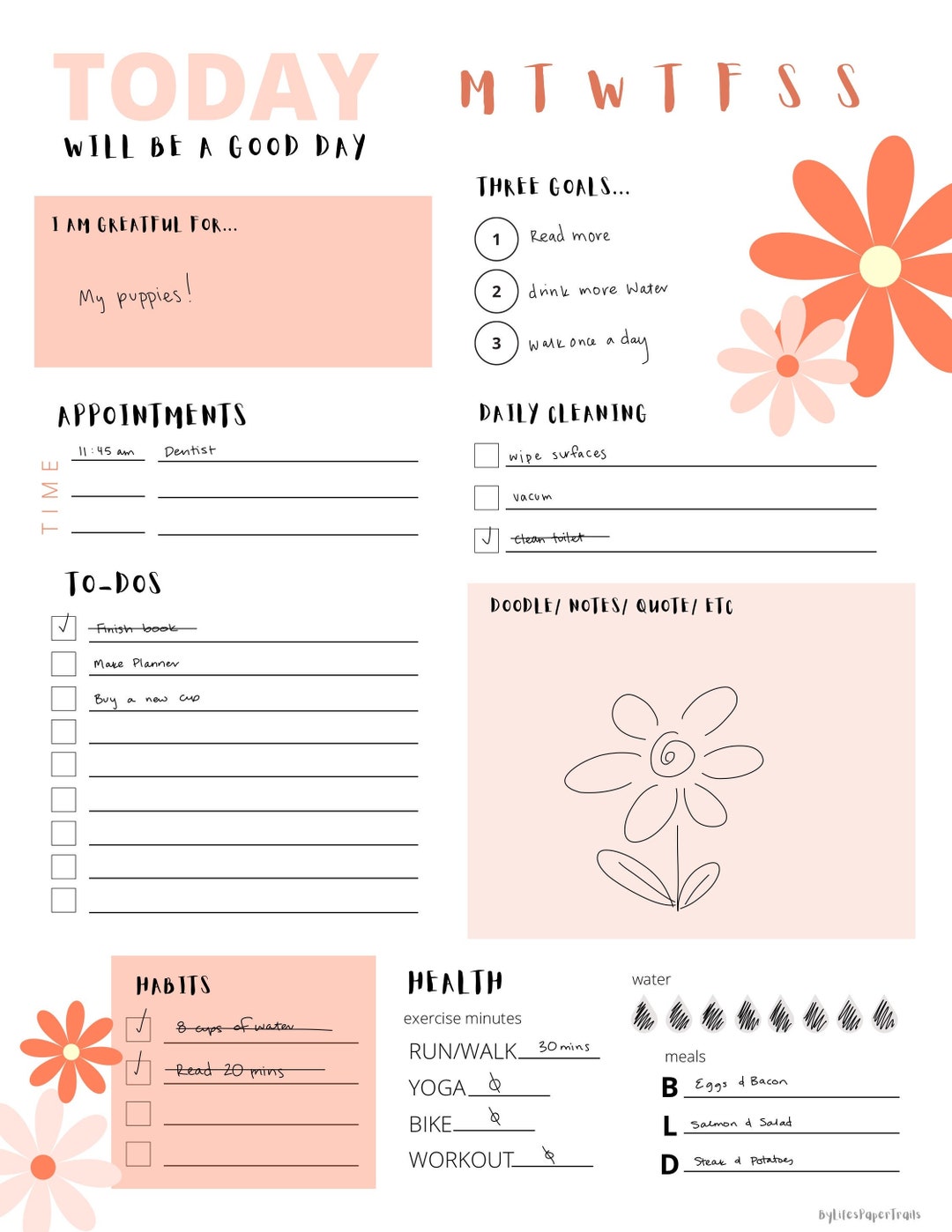 Daily Planner Productivity Planner Daily Agenda To-do Lists Goals ...