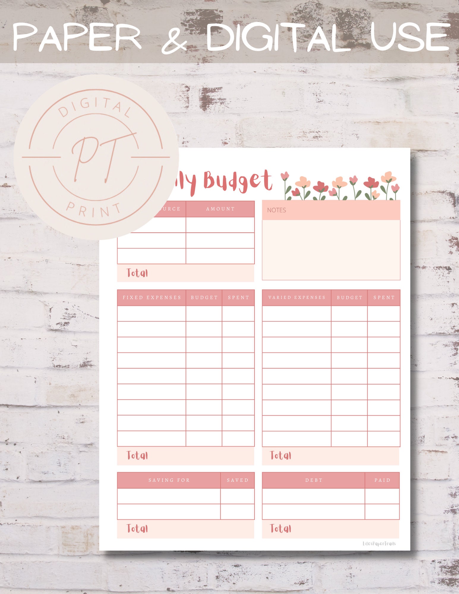 Monthly Budget Tracker | Budget Template | Budget Planner | Printable ...