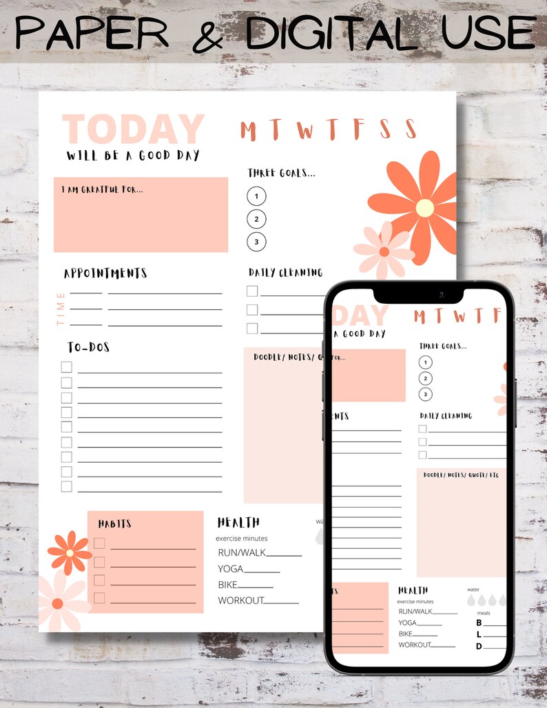 Daily Planner Productivity Planner Daily Agenda To-do Lists Goals ...