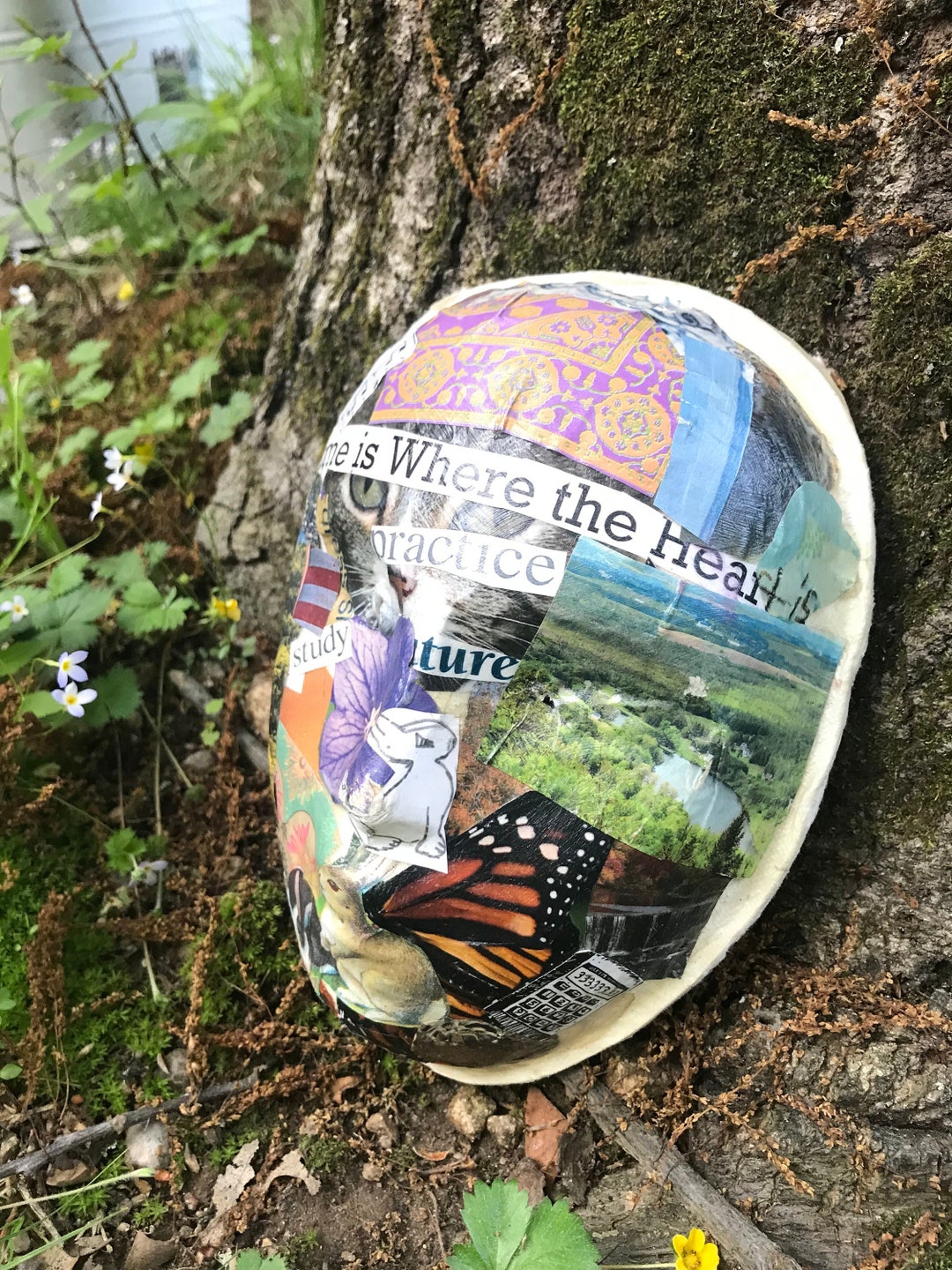 Plaster Human Face With Nature Based Collage - Etsy