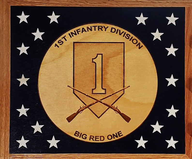 US Army 1st Infantry Division big Red One Challenge Coin Display Flag ...