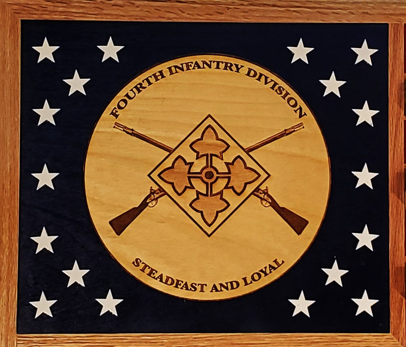 US Army 4th Infantry Division Challenge Coin Display Flag With One Free ...