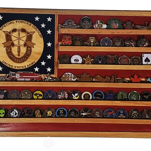 US Army 7th Special Forces Group Challenge Coin Display Flag Approx ...