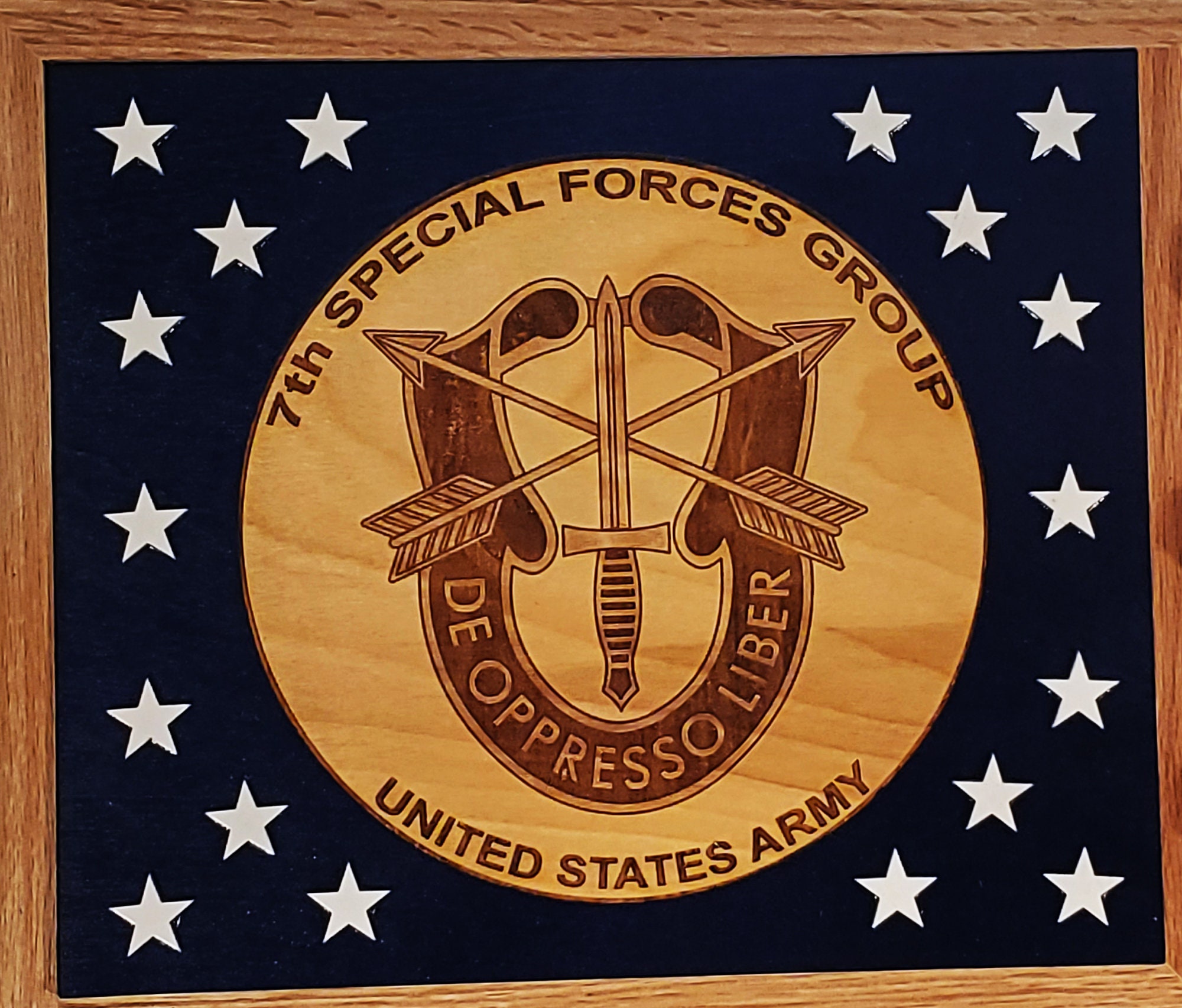 US Army 7th Special Forces Group Challenge Coin Display Flag Approx ...