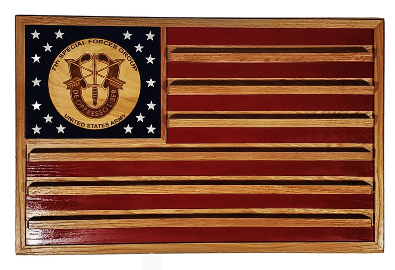US Army 7th Special Forces Group Challenge Coin Display Flag Approx ...