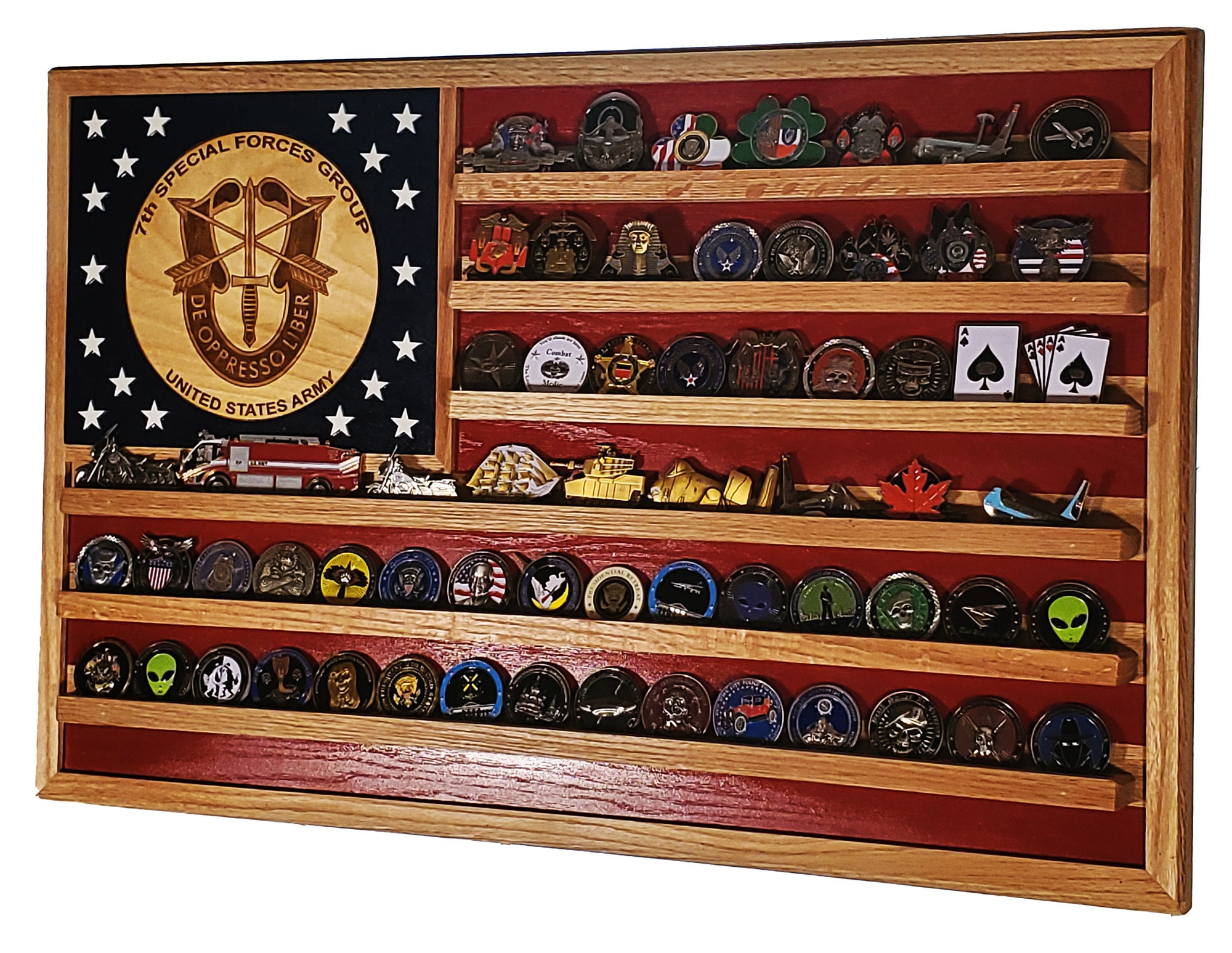 US Army 7th Special Forces Group Challenge Coin Display Flag Approx ...