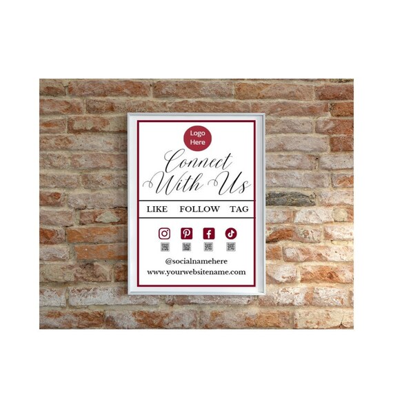 Social Media Sign Template DIY Follow Us on Social Media - Etsy