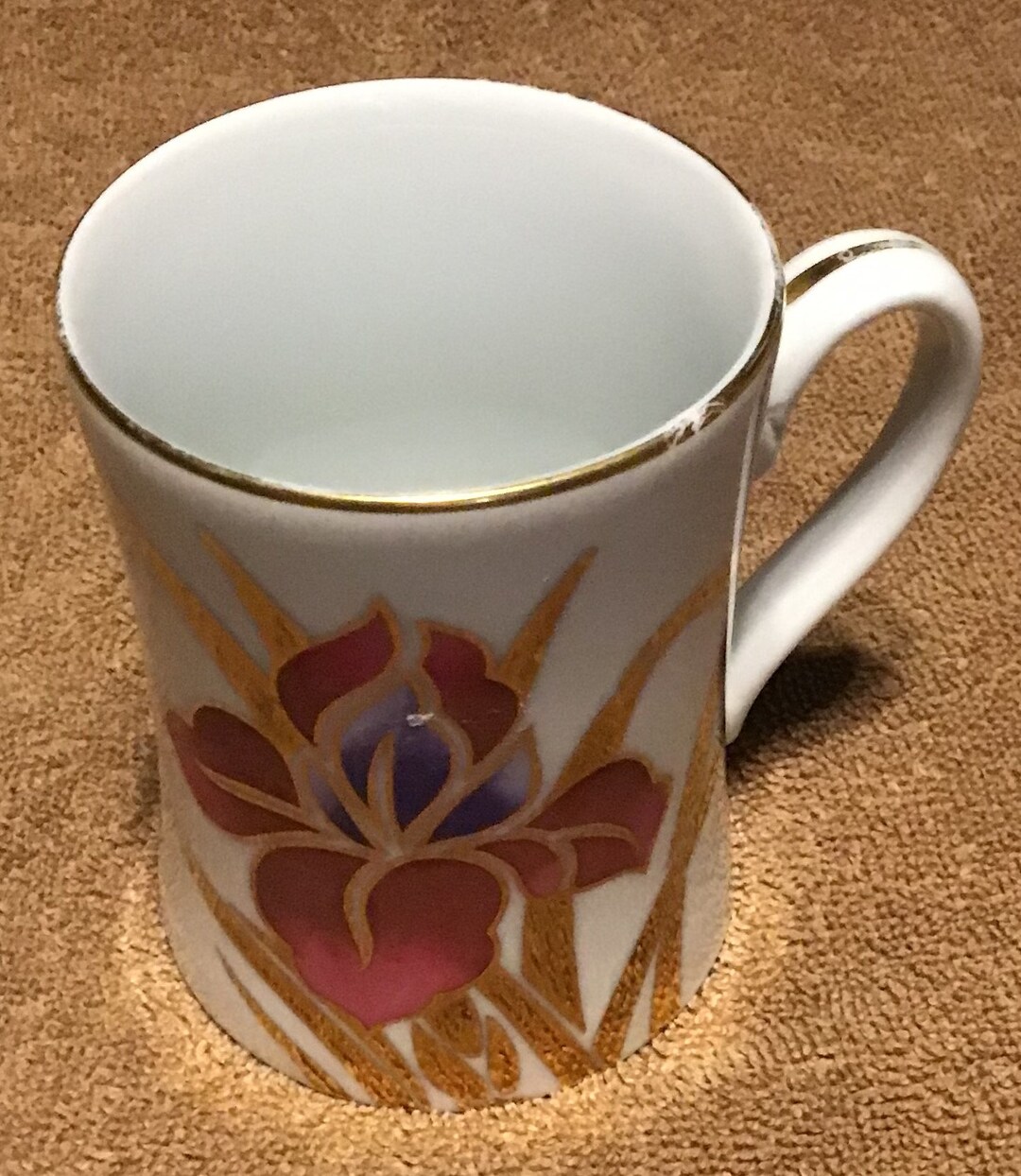 4 Fitz and Floyd Fine Porcelain Vintage Mugs Iris Burgundy Japan - Etsy