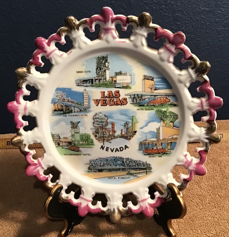 Vintage Las Vegas Nevada Souvenir Plate 7 3/4 Inches Across - Etsy