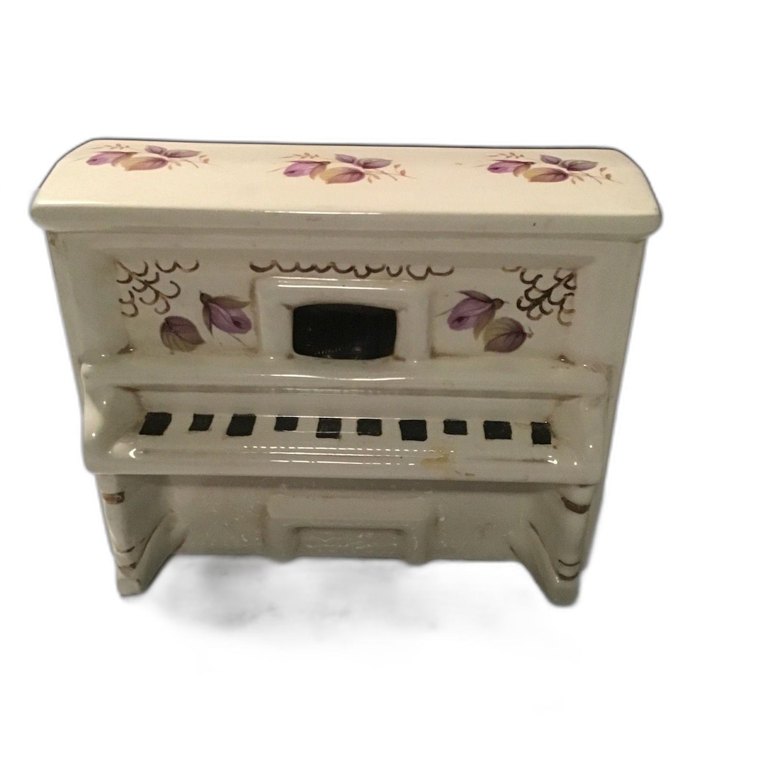 Vintage Ceramic Music Box Shaped Like Piano With Flower Patterns ...