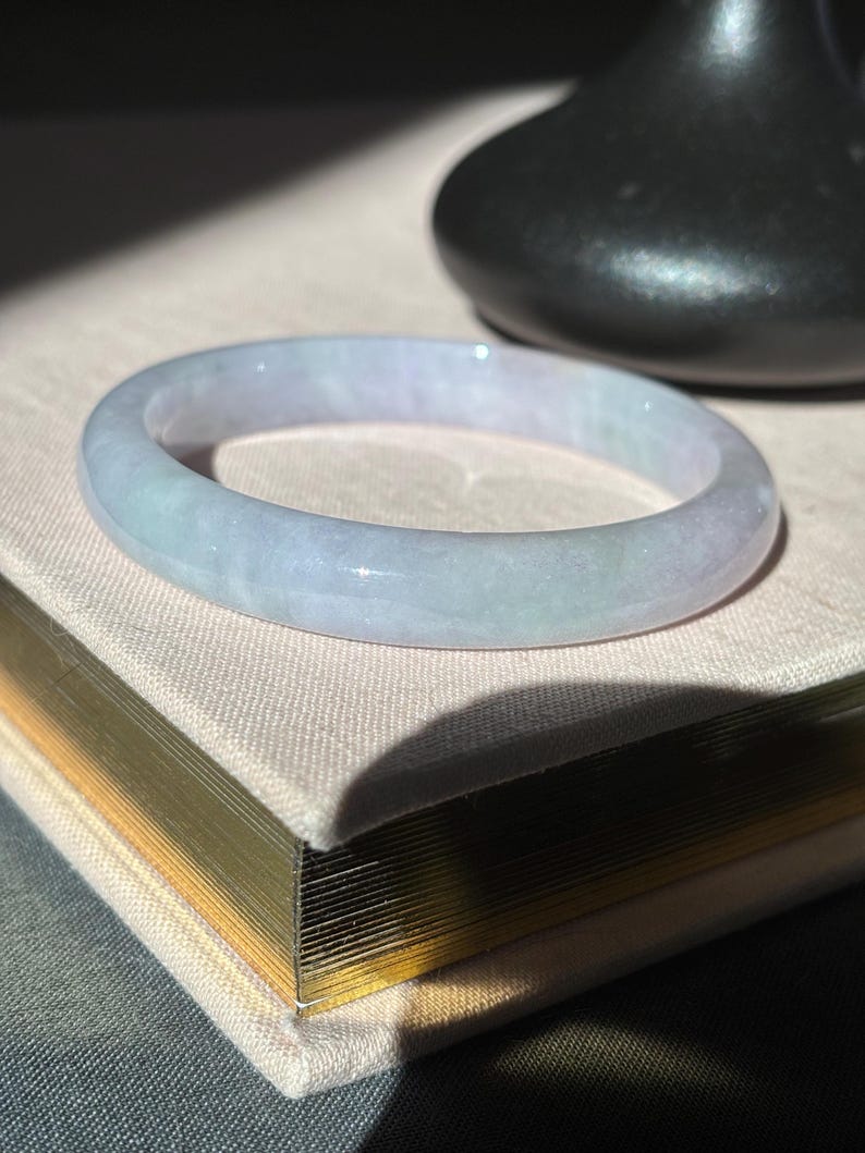 Tri-color Purple Green and Yellow Jadeite Bangle (60.3 Mm), Authentic A ...