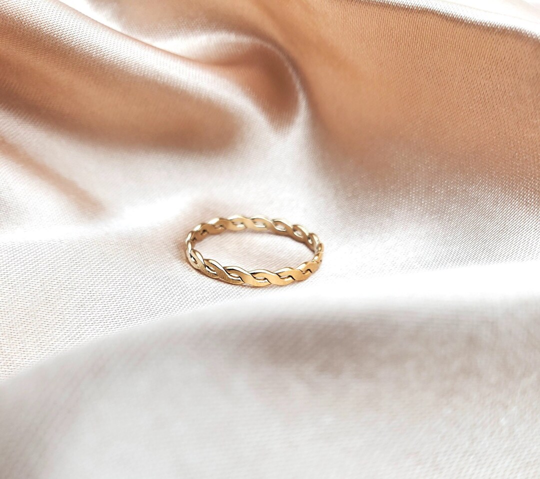 14K Gold Filled Braided Ring, Stackable Ring, Tarnish Resistant Ring ...