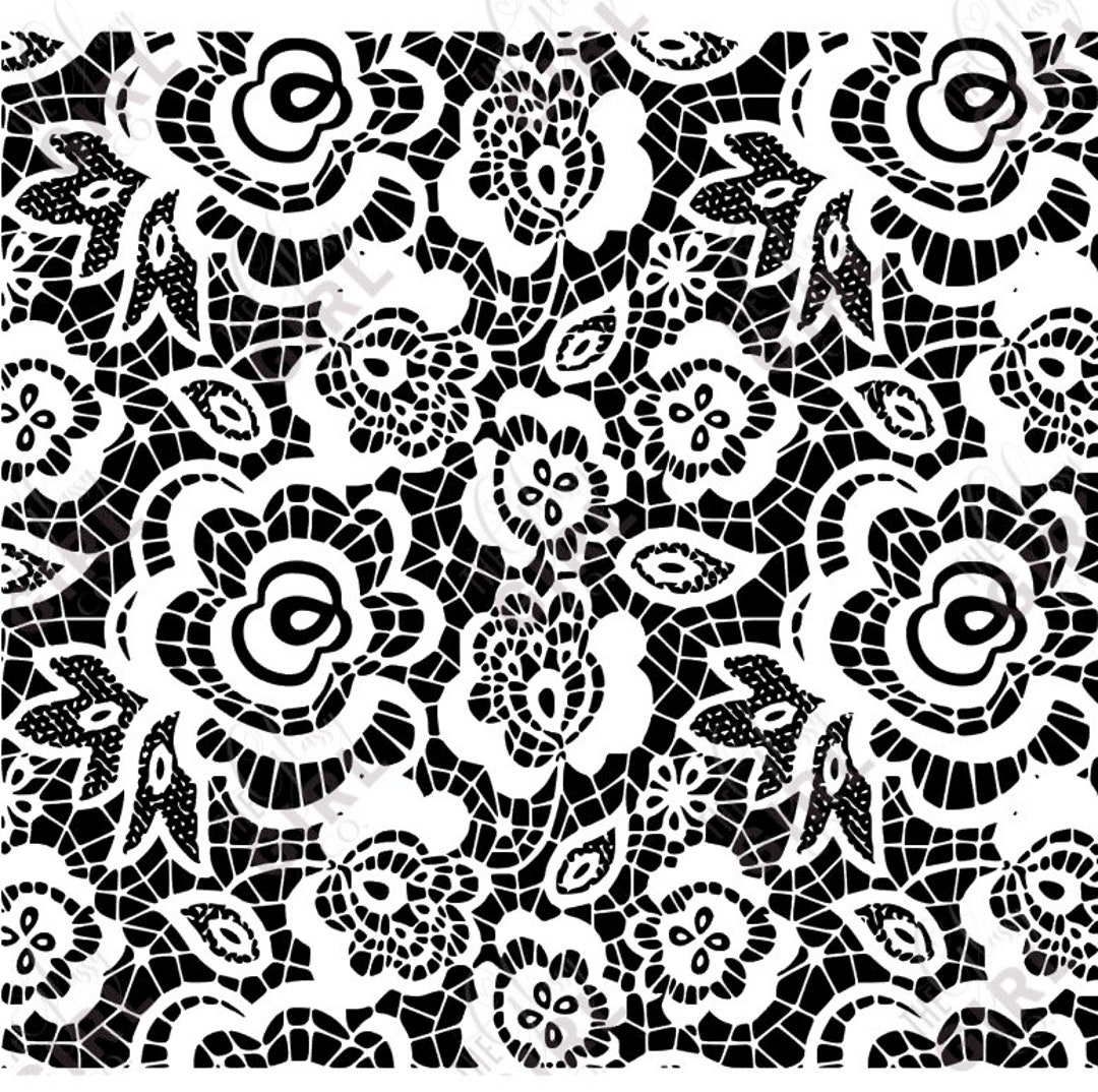 Vintage Lace II Black Decal, Black Enamel Silkscreen Decal, Waterslide ...