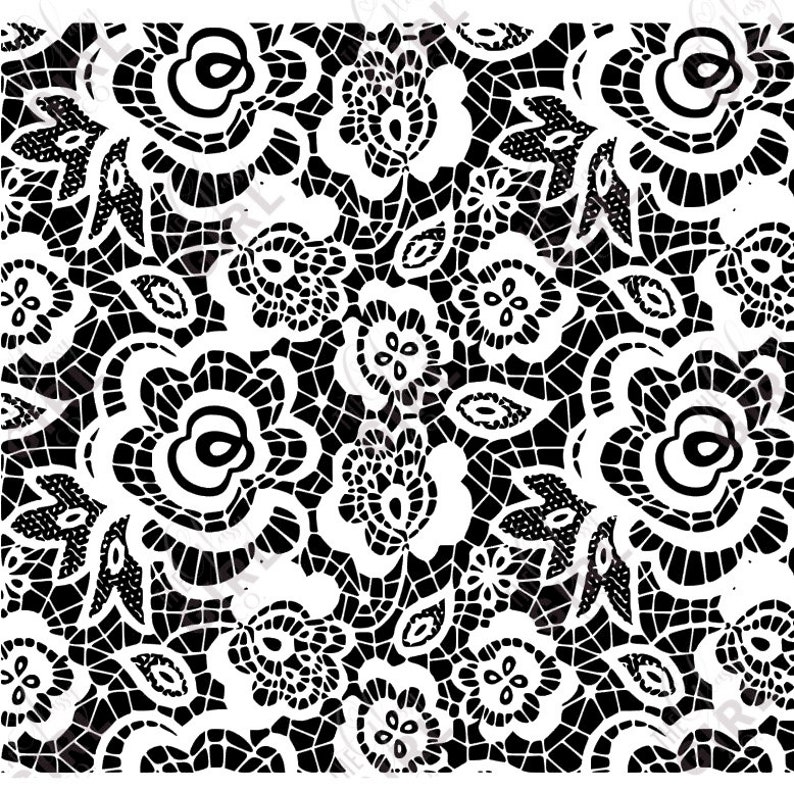 Vintage Lace II Black Decal, Black Enamel Silkscreen Decal, Waterslide ...