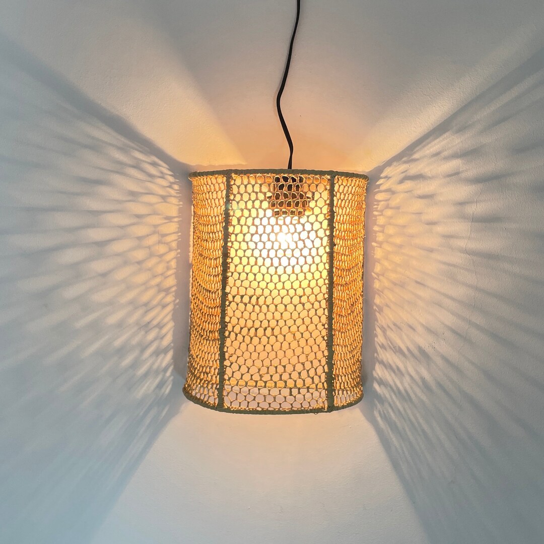 Set of 2 Moroccan Raffia Wall Lamp Raffia Braided Wall Lamp - Etsy