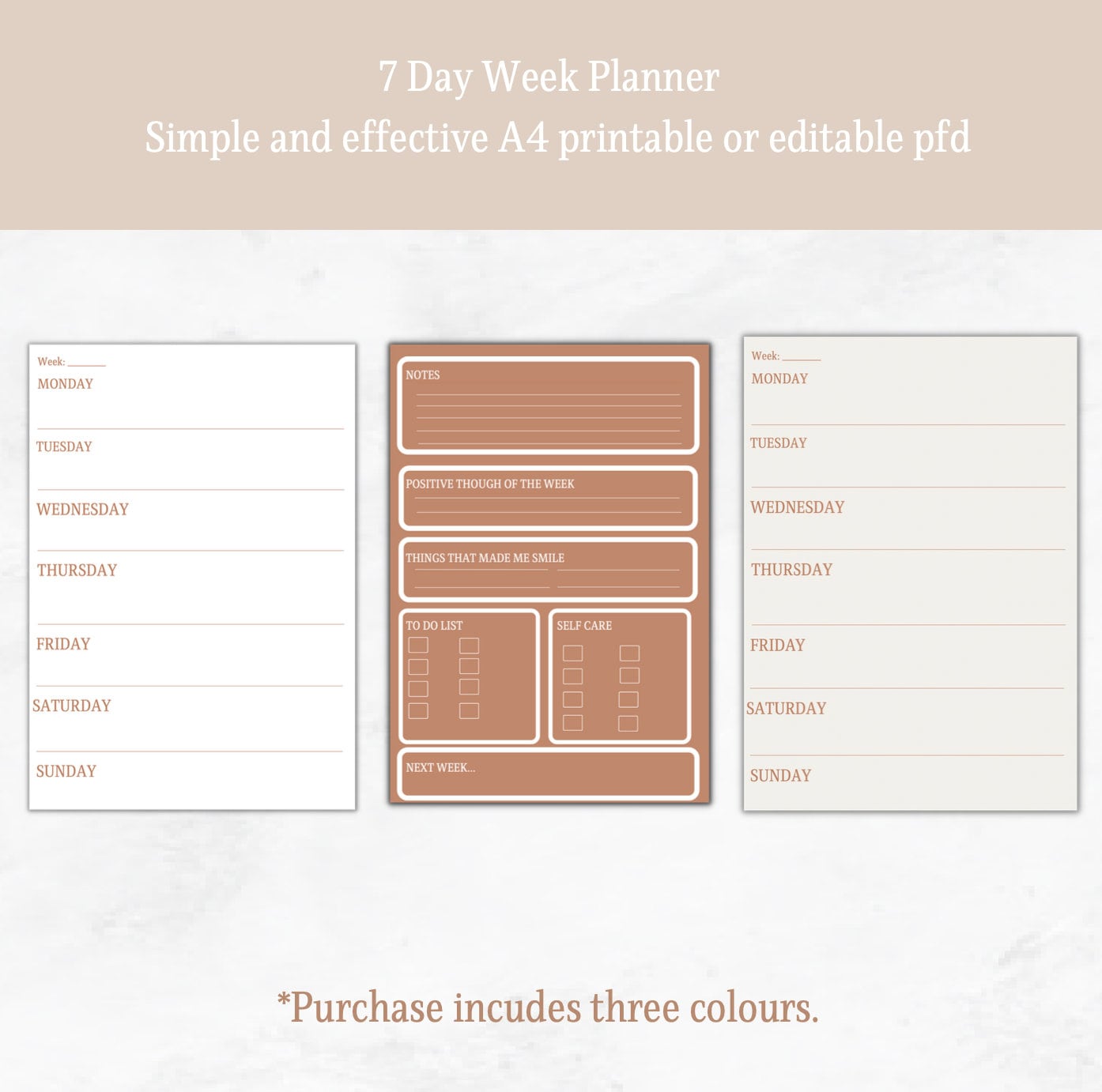 7 Day Weekly Journal, Printable Journal, Self Development Journalling ...