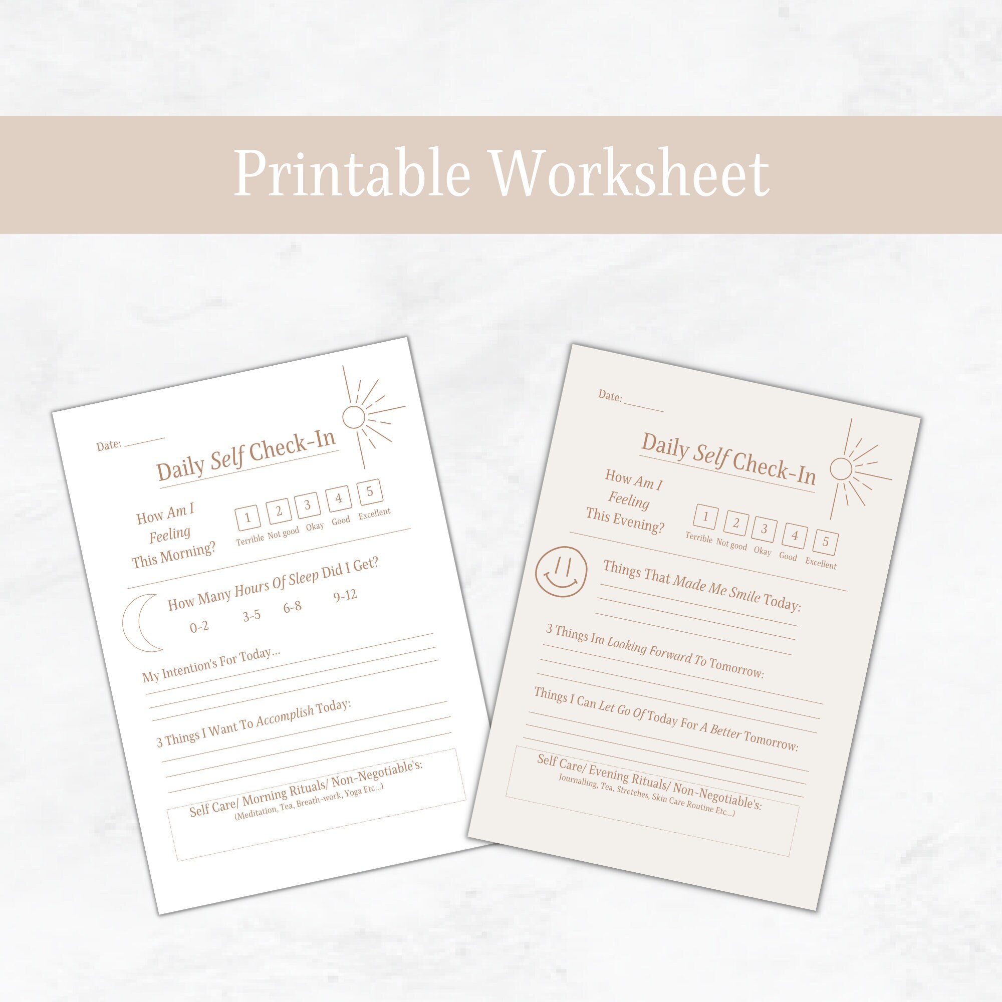 Daily Journal, Printable Worksheet, Mental, Emotional + Physical Health ...