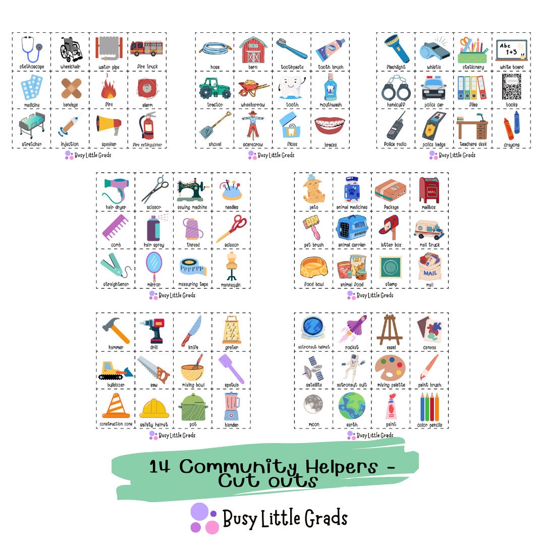 Community Helpers Busy Book on Professions Sorting Occupation Worksheet ...