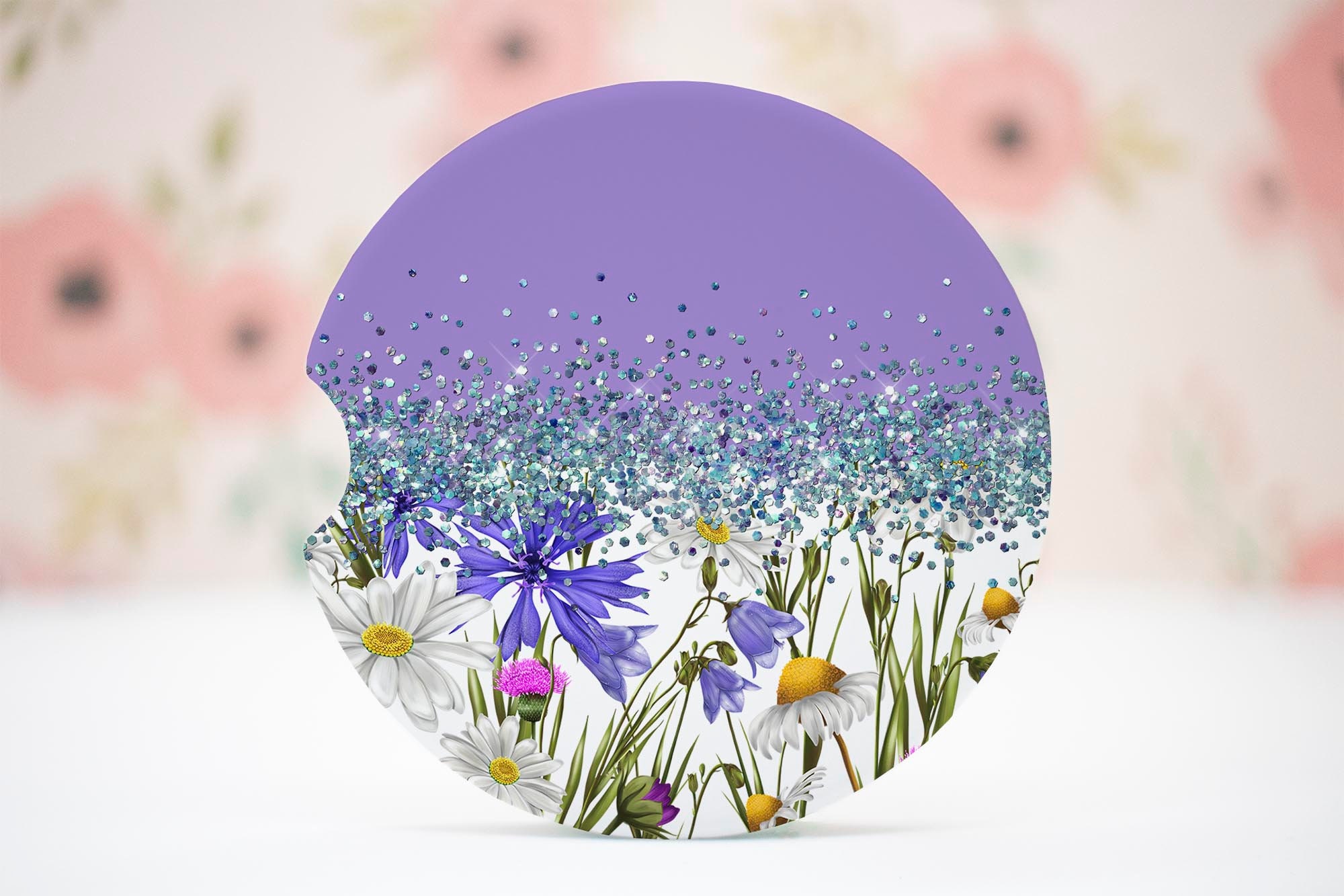 Watercolor Floral Themed Sandstone Car Coaster - Etsy