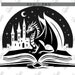 Enchanted Dragon and Castle Book SVG Mystical Fantasy Clipart for ...
