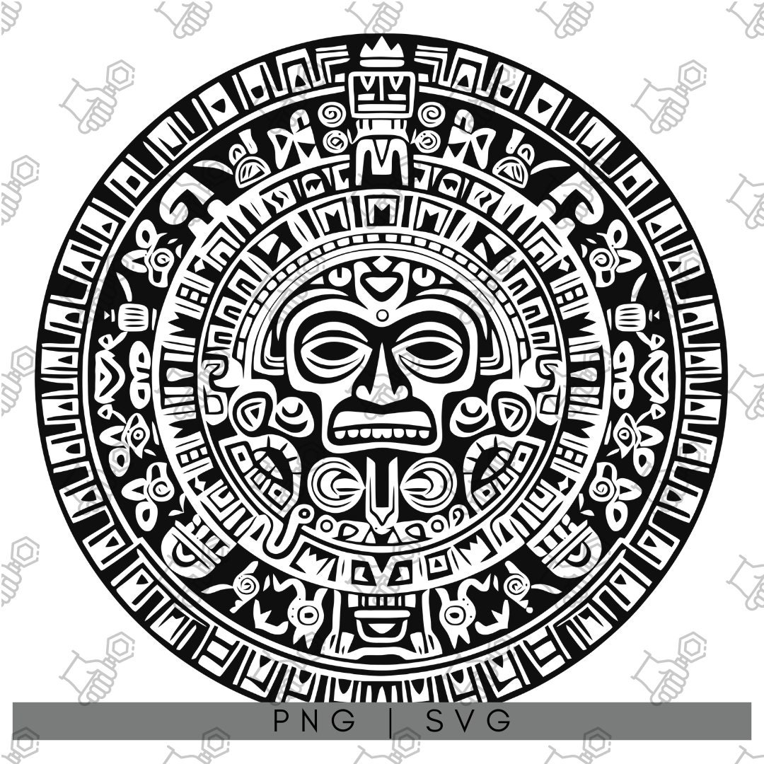 Aztec & Mayan Calendar SVG/DXF/PNG Bundle Historic Mesoamerican Art ...